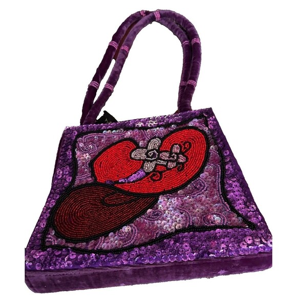 Red Hat Society | Bags | Vintage Red Hat Society Red Velvet Sequin ...
